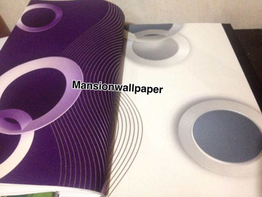 Promo Wallpaper Dinding Bulat Lingkaran 3D Modern Ungu Putih Gold Hitam ...