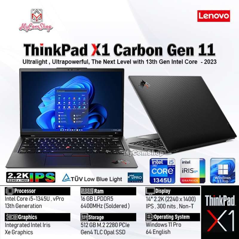Jual Lenovo Thinkpad X1 Carbon Gen 11 I5-1345u 16gb Ram 512gb Ssd 14 2.2k Di Seller Mycomshop ...