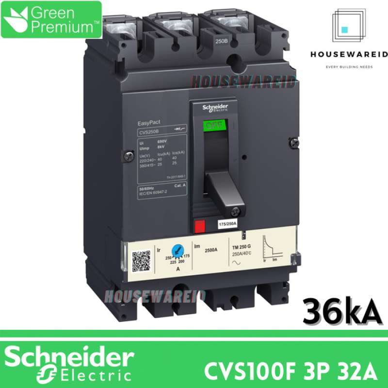 Jual MCCB 3p 32a 3 Phase 32 Ampere Schneider CVS100F LV510332 36kA Original di Seller Listrica ...