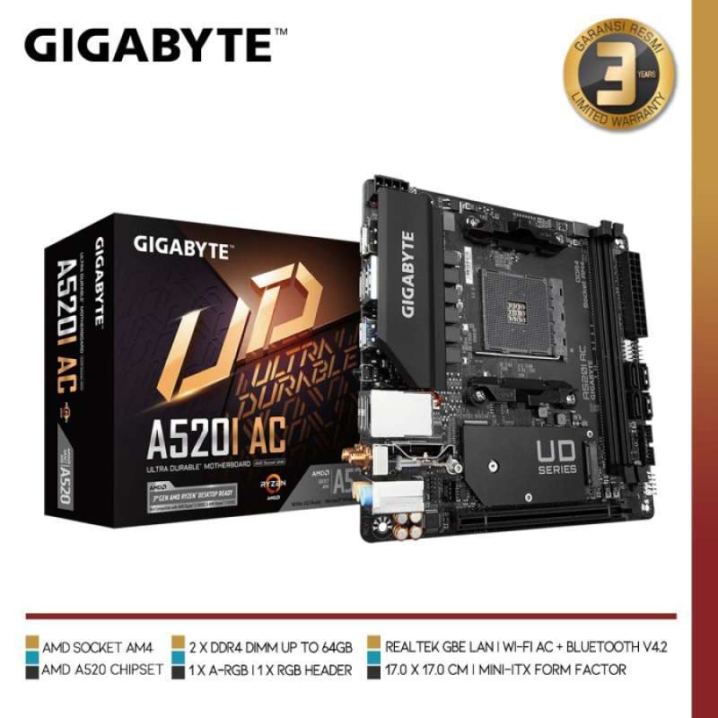 Promo GIGABYTE - A520I AC | Motherboard AMD Ryzen AM4 Mini ITX Diskon ...