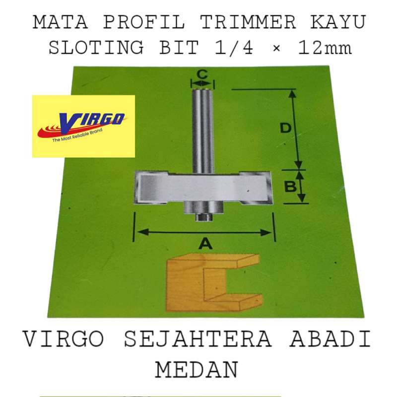 Jual 12mm Mata Profil Router Roter Trimmer Kayu Sloting Bit 1/4 X 12mm ...