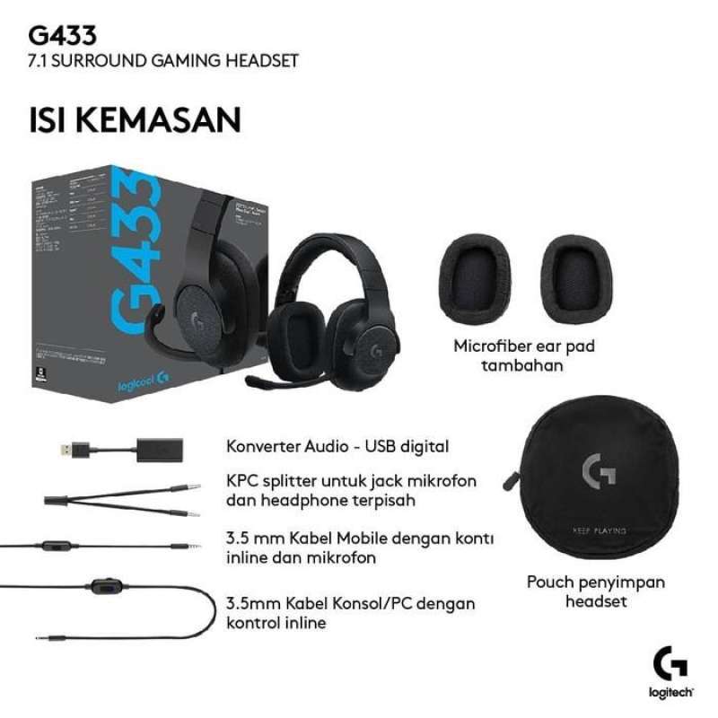 Jual Logitech G433 7.1 Surround Gaming Headset - Black Di Seller ...