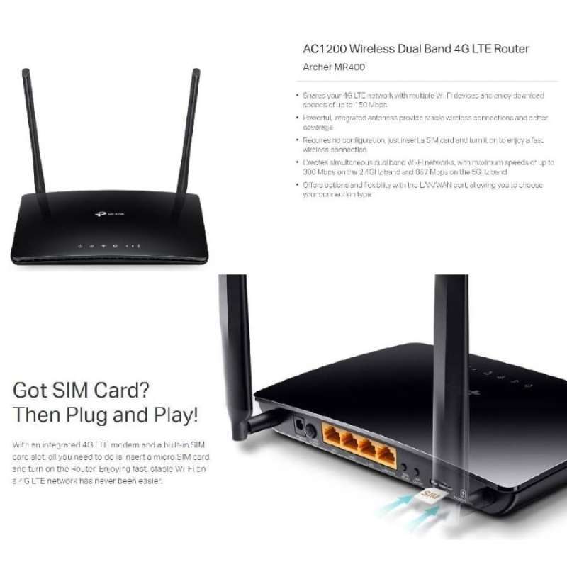 Jual Tplink Archer Mr400 Ac1200 Dual Band Modem Wifi 4g All Operator ...