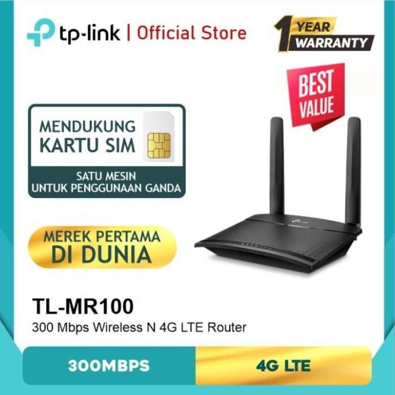 Jual Tp-link Tl-mr100 4g Lte Router 300 Mbps Wireless N 4g Router Mr100 ...