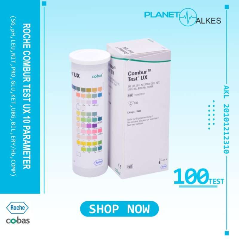 Promo ROCHE COBAS Combur UX 10 / Urine Strip 10 Parameter isi 100 Test ...