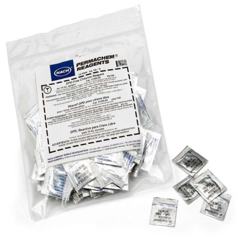 Promo HACH 2105669 DPD Total Chlorine Reagent Powder Pillows, 10 mL, pk ...