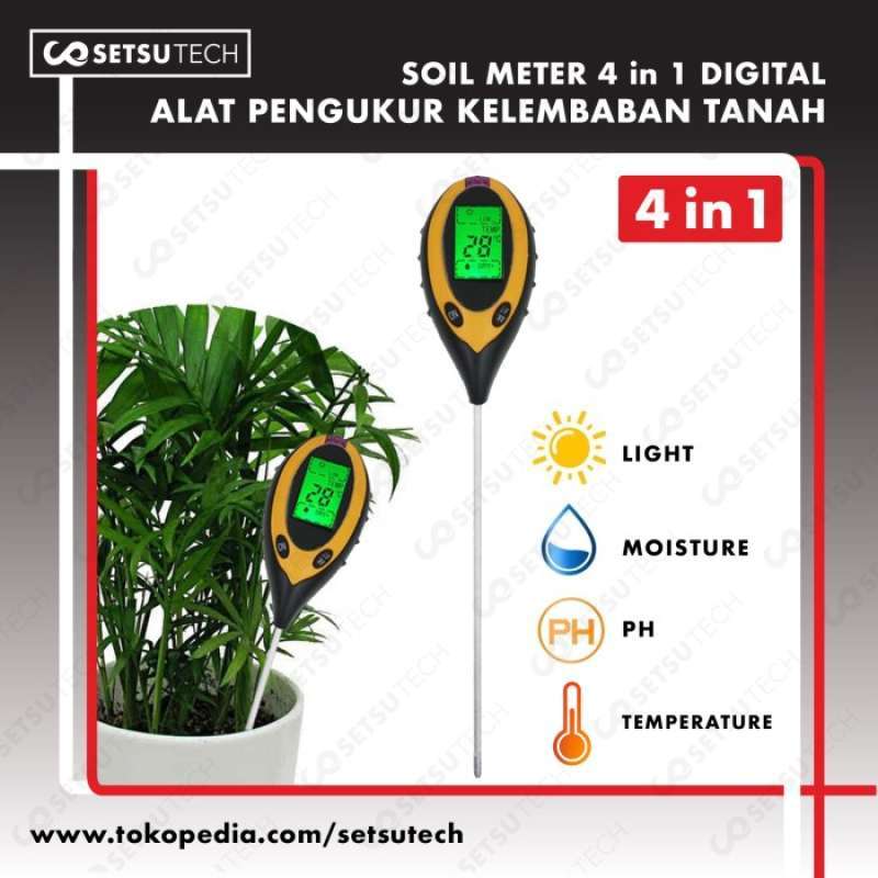 Promo Soil Meter Digital 4in1 Pengukur pH Moisture Temperatur Suhu ...