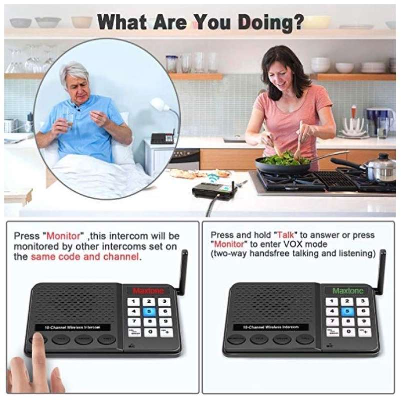 Jual Wireless Intercom 10 Ch Home Office Interkom - 1 Unit - Maxtone ...