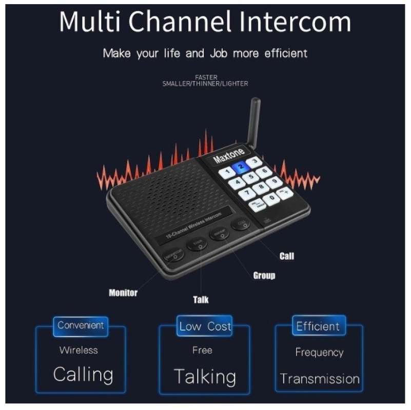 Jual Wireless Intercom 10 Ch Home Office Interkom - 1 Unit - Maxtone ...