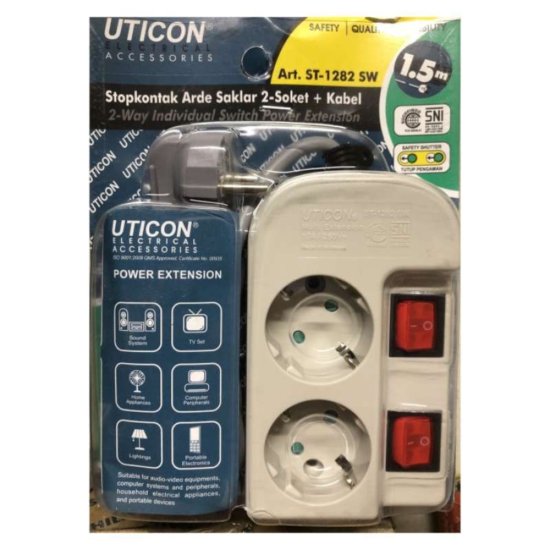 Promo Stop Kontak Uticon 2 Lubang / St 1282 Sw / Stop Kontak Dengan ...