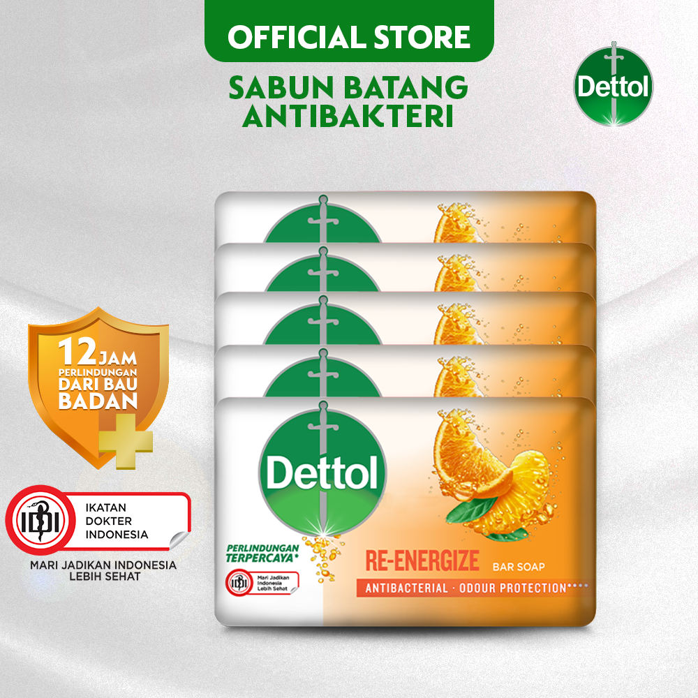 Promo Dettol Reenergize Anti-Bakteri Sabun Mandi [59 g/5 Pcs] Diskon 14% di Seller Reckitt ...