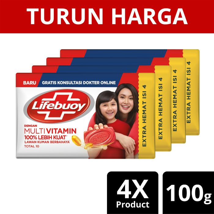 Promo Lifebuoy Total 10 Sabun Batang [4 Pcs/ 100 G] Diskon 6% Di Seller ...