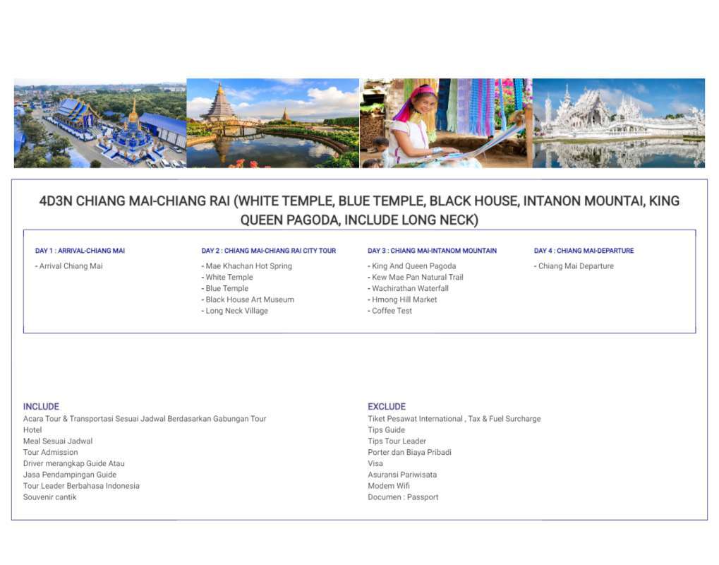 Promo Land Tour (thailand) 4d3n Chiang Mai-chiang Rai (tanpa Tiket Pesawat) Diskon 11% Di Seller ...