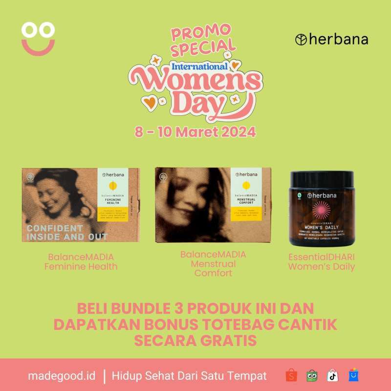 Promo Herbana Essential Dhari Women Daily 500mg 60 Caps Diskon 29% Di Seller Made Good Market ...
