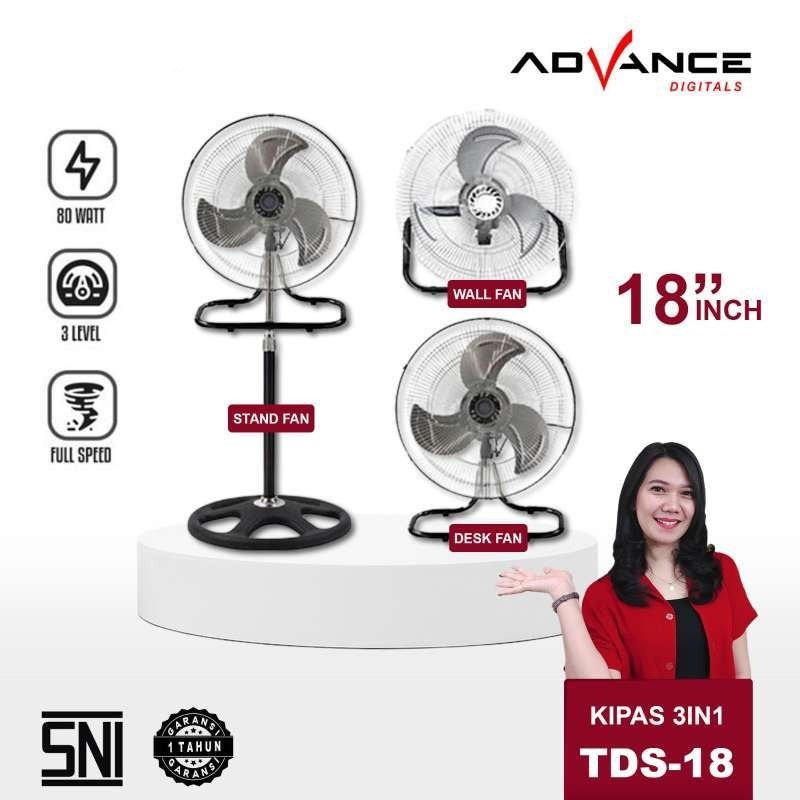 Jual Advance TDS18 Stand/Desk/Wall Fan 18 Multifungsi 3in1 Kipas Angin ...