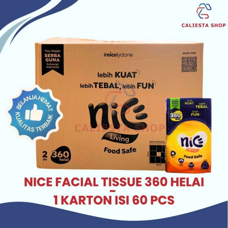 Promo Nice Facial Tissue Soft Pack 360 Helai / 180 Sheets- 2 Ply [60 ...