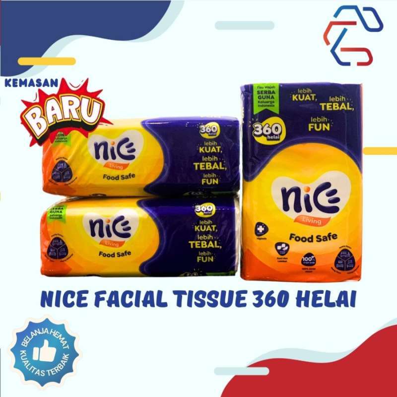Promo Nice Facial Tissue 360 Helai / 180 Sheets - 2 Ply Diskon 26% Di ...