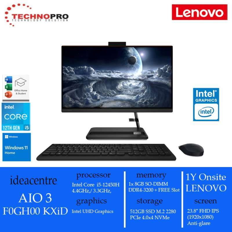 Promo Lenovo Ideacentre Aio 3 24iap7 Kyid Kxid || Intel Core I5-12450h 8gb 512gb Ssd Intel Uhd ...