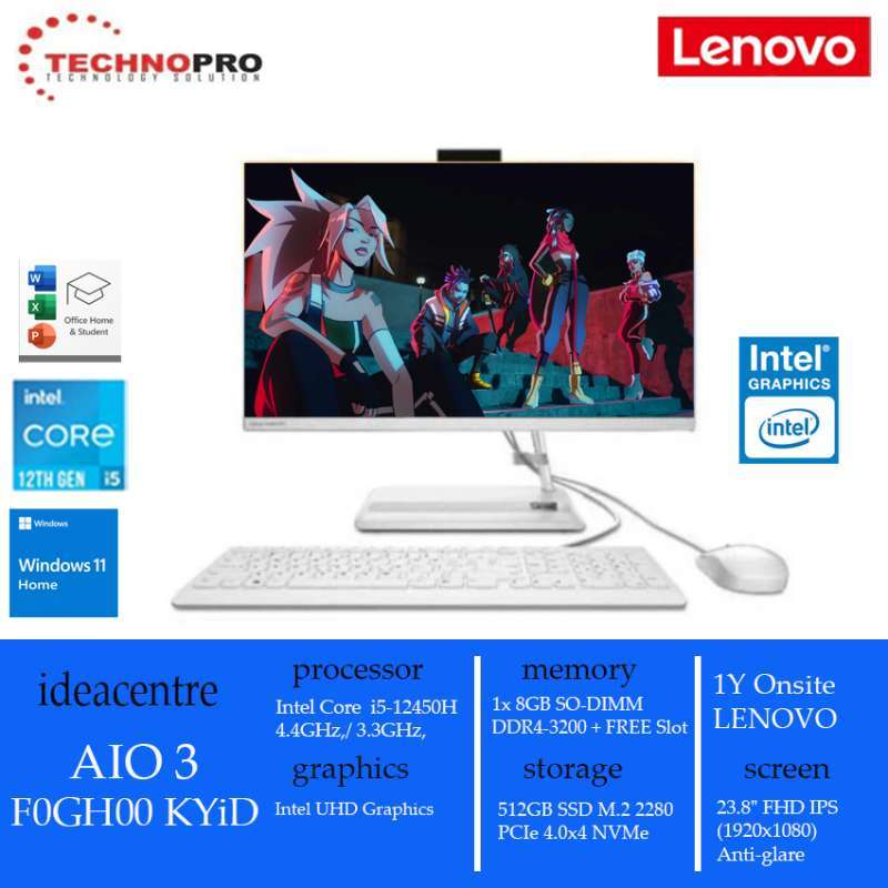 Promo Lenovo Ideacentre Aio 3 24iap7 Kyid Kxid || Intel Core I5-12450h ...