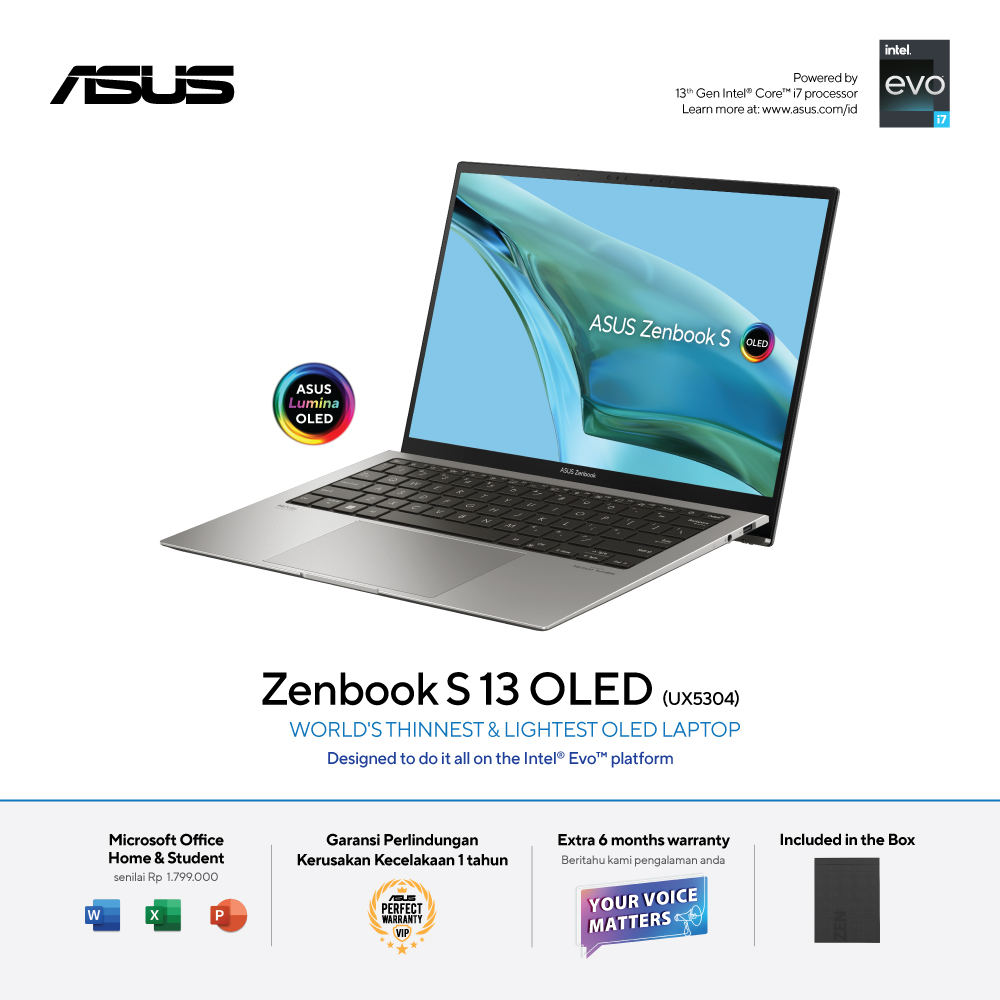 Jual Asus Zenbook S 13 Oled Ux5304va-oleds711 Notebook - Basalt Grey ( I7-1355u / 16gb / 1tb Ssd ...