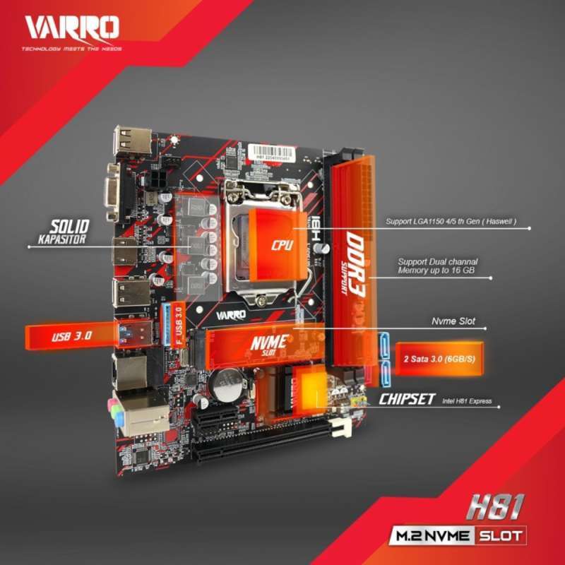 Jual Mainboard H81 Varro Mobo Pc Komputer Socket 1150 Motherboard Varro H81 Support Intel Gen 4 ...