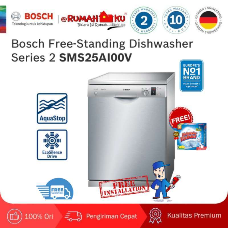 Jual Bosch Free-standing Dishwasher 60cm Sms25ai00v Seri 2 Silver Inox ...