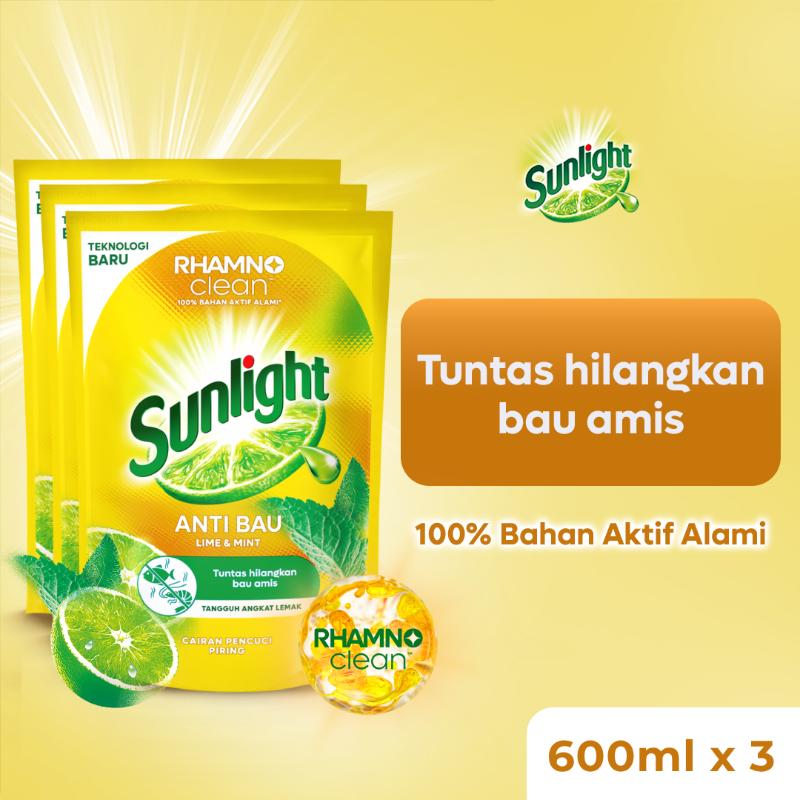 Promo Sunlight Sabun Cuci Piring Cair Refill Extra Anti Bau 600 Ml [3 Pcs] Diskon 36% Di Seller ...