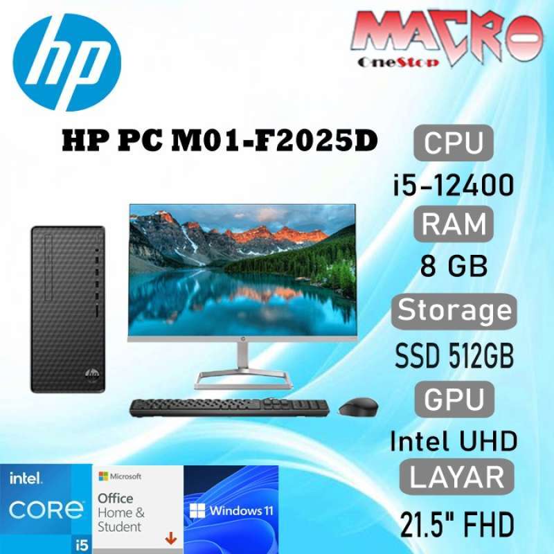 Jual HP PC Desktop M01-F2025d i5-12400 8GB 512GB SSD W11+OHS 21.5+LED di Seller MACRO OneStop ...