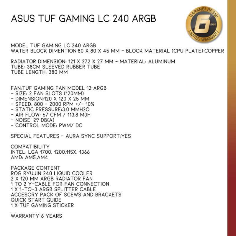 Jual Asus Tuf Gaming Lc 240 Argb | Aio Liquid Cpu Cooler With Aura Sync Di Seller Nano Komputer ...