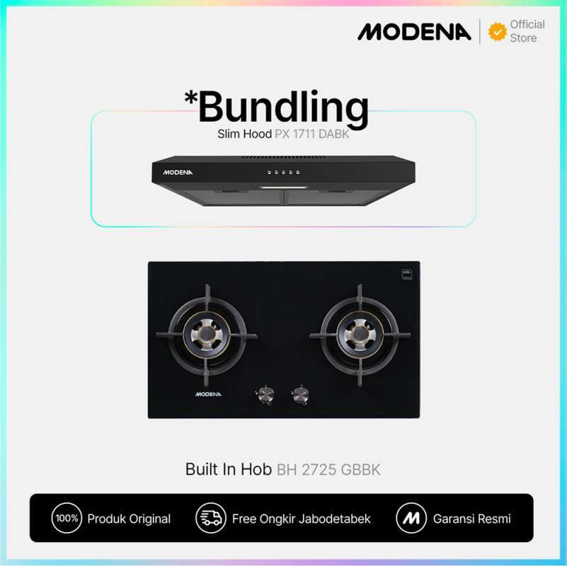 Promo Modena Kompor Gas Tanam - Bh 2725 Gbbk (70cm - 2 Tungku) - Bh ...