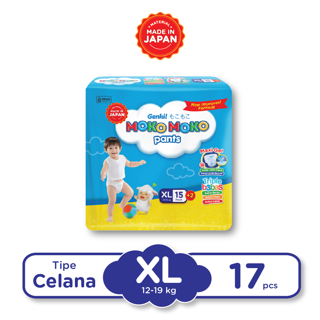 Promo Genki Moko Moko Regular Pants Popok Bayi Xl-15+2 Diskon 17% Di Seller Genki Moko Moko ...