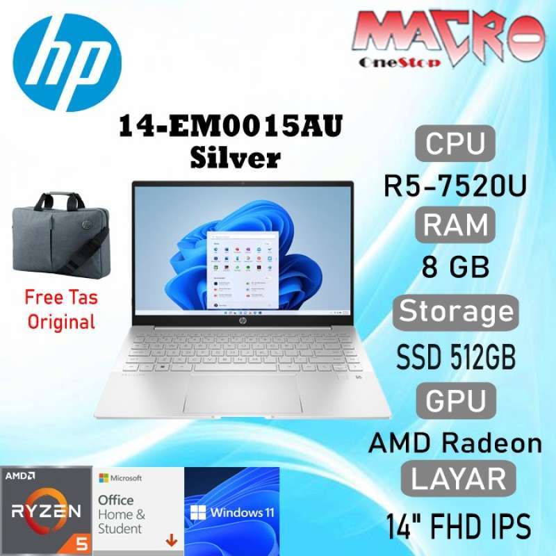 Jual HP 14-EM0015AU R5-7520 8GB 512SSD W11+OHS 14FHD - Gold di Seller ...