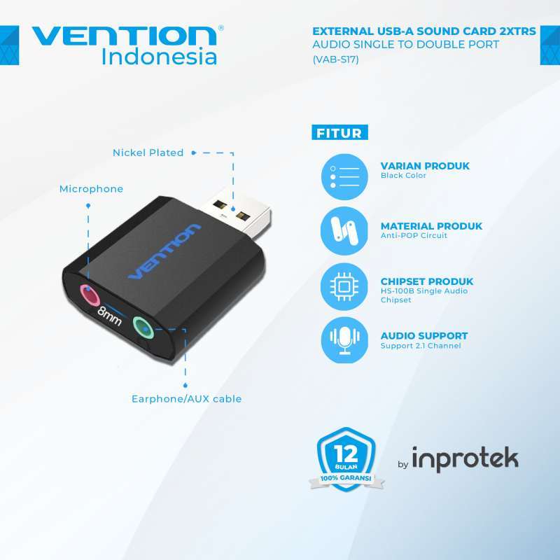 Jual Vention Usb Sound Card External Adapter For Windows Mac Linux Di ...