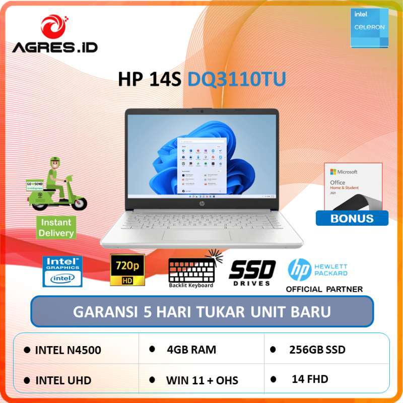 Promo Hp 14s Dq3110tu - Intel N4500 4gb 256ssd Win11 Ohs 14.0 Silver ...