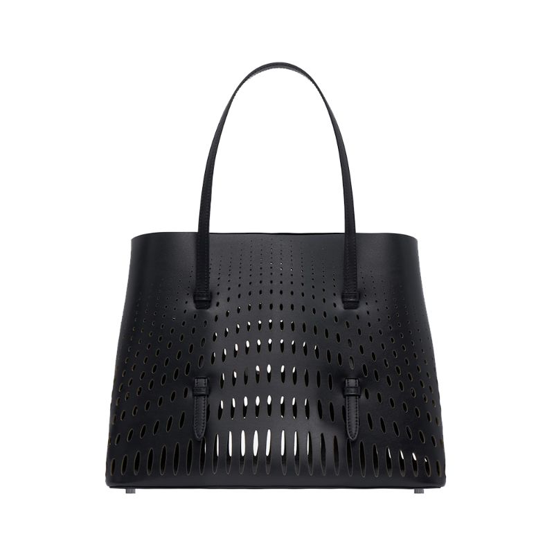 Promo Alaia Mina 32 Optical Perfo Lux Tote Bag Black Diskon 39% Di ...