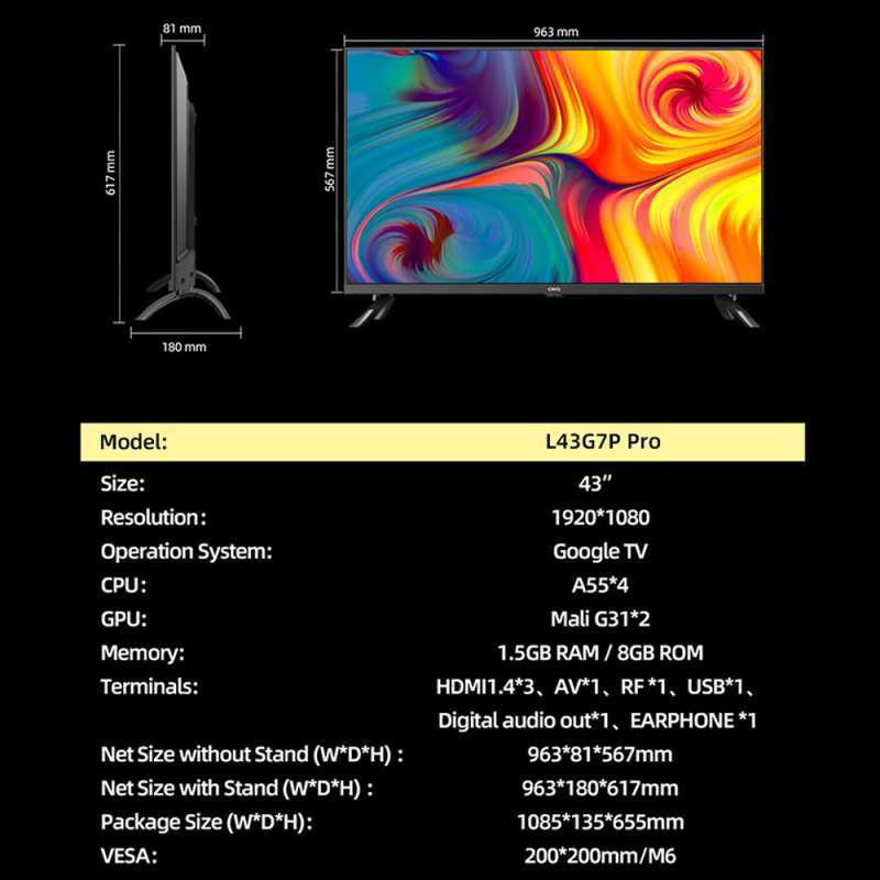 Promo 【google Tv】chiq 43 Inch Smart Tv Full Hd-hdr10+dbx Dolby Audio ...