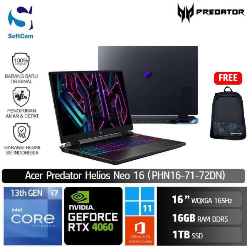 Promo Acer Predator Helios Neo 16 Phn16 71 72dn Laptop Gaming [core I7 ...