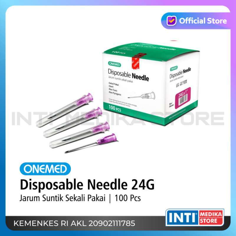 Jual ONEMED - Needle 24G | Jarum Suntik Sekali Pakai One Med di Seller ...