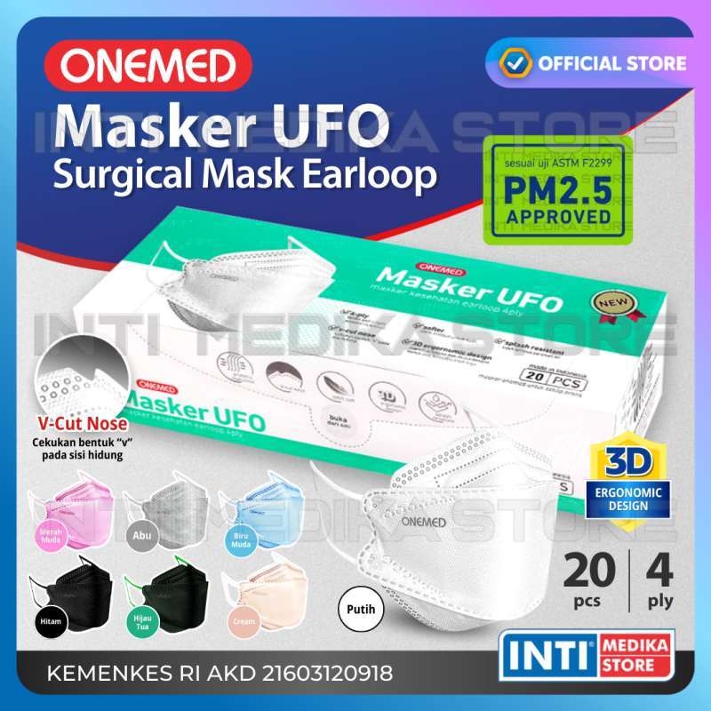 Promo Onemed - Masker 3d 4 Ply Surgical Earloop Ufo |model Sensi Convex ...