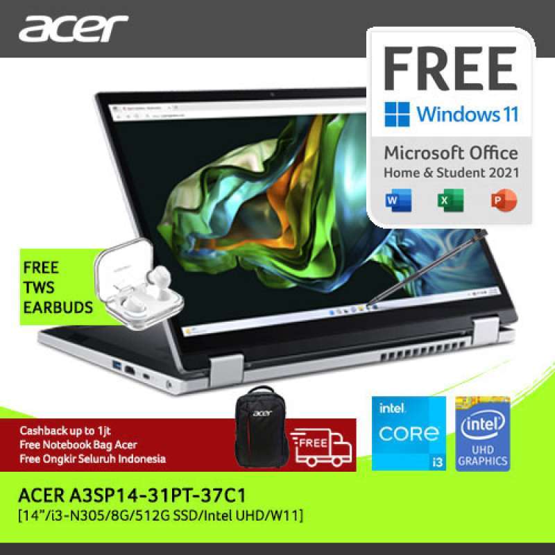 Jual Acer Aspire 3 Spin 14 A3sp14-31pt-37c1 14 Intel I3-n305 Ram 8gb ...