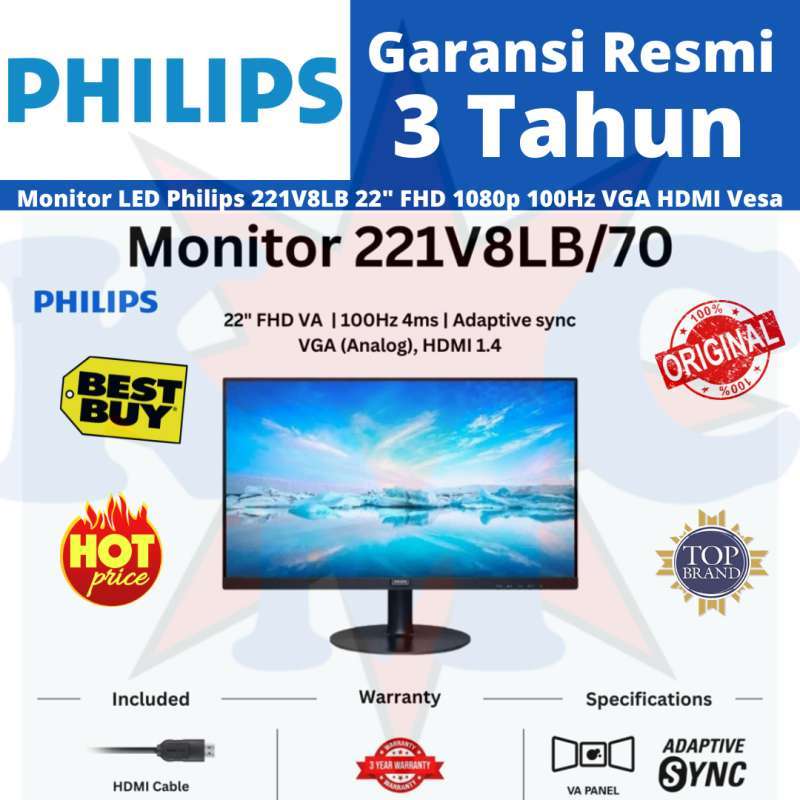Jual Monitor Led Philips 221v8a 22 Inch 1080p Vga Hdmi 75hz Vesa ...