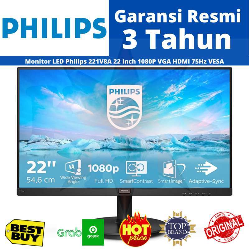 Jual Monitor Led Philips 221v8a 22 Inch 1080p Vga Hdmi 75hz Vesa Di ...