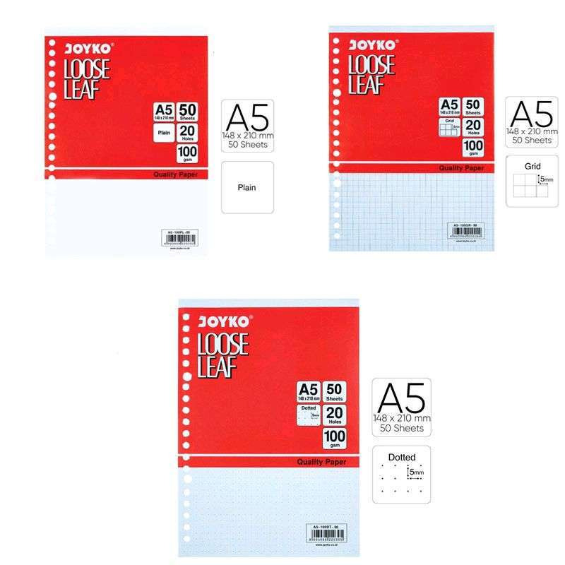 Jual [ Pack ] Loose Leaf / Kertas Binder / Binder File Dotted Grid A5 50 Lembar - Joyko Murah Di ...