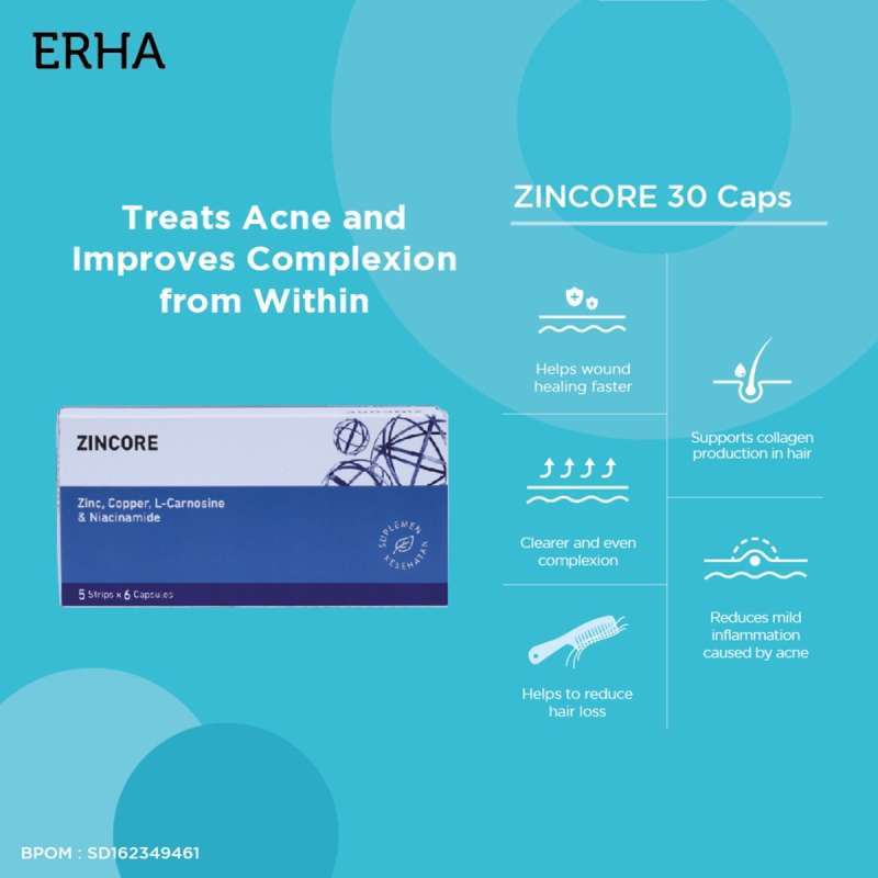 Promo Erha Skincore 30 Caps + Zincore 30 Caps - Vitamin Anti Aging ...