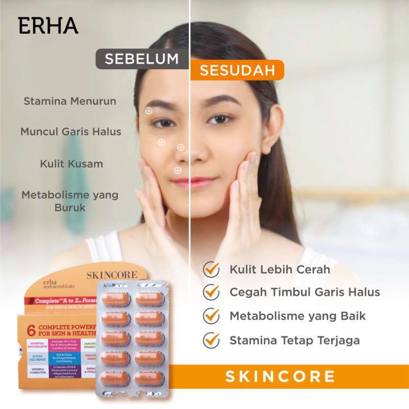 Promo Erha Skincore 30 Caps + Zincore 30 Caps - Vitamin Anti Aging ...