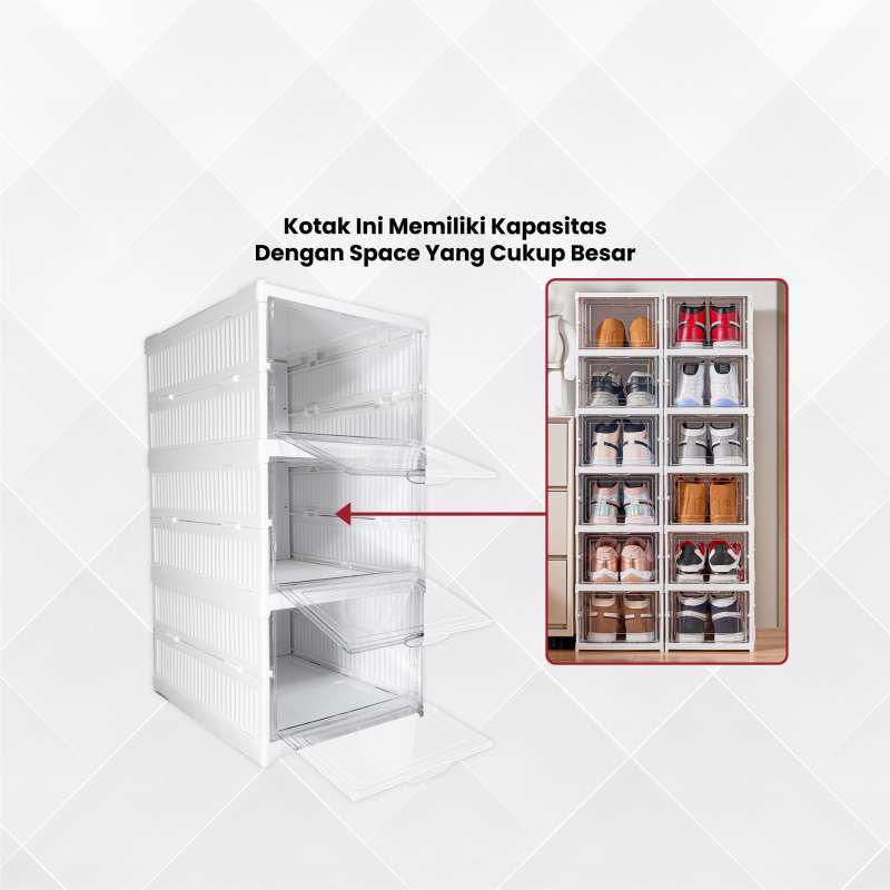 Promo Oem Rb-c867 Rak Sepatu Lipat Anti Debu Lemari Multifungsi Serbaguna / Rak Susun Kotak ...