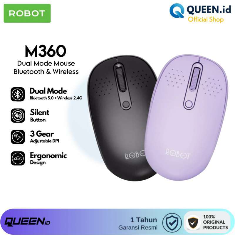 Jual Robot M360 Mouse Dual Mode Bluetooth - Wireless USB 2.4g Silent ...