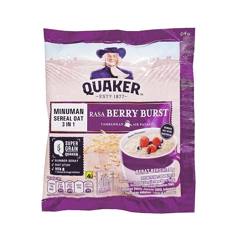 Promo Quaker 3 In 1 - Oat Cereal Drink - 1 Sachet - Berry Burst Diskon ...