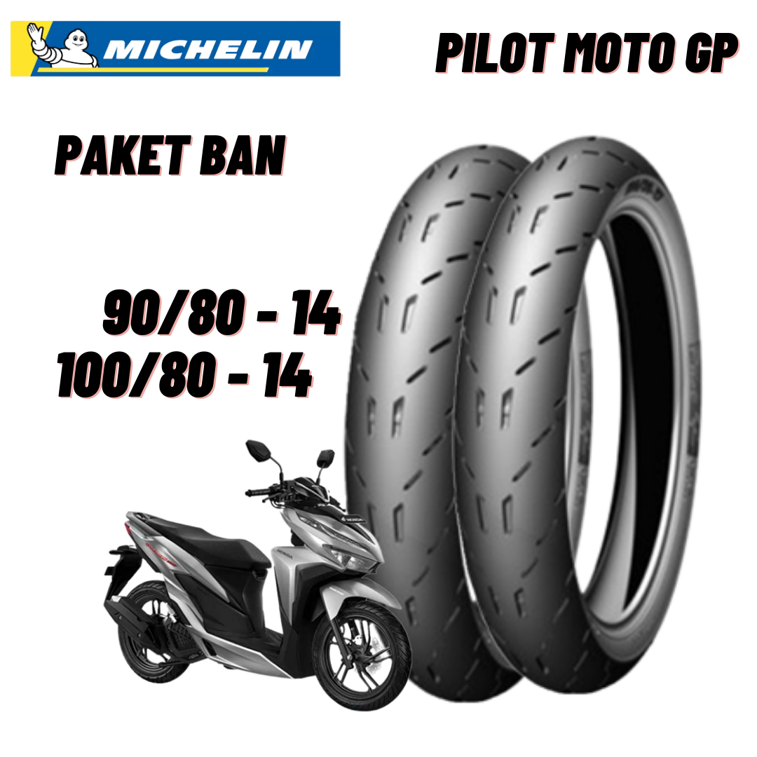Jual Paket Ban Motor Michelin Pilot Moto Gp [90/80-14] [100/80-14] Tubless Ban Motor Matic Vario ...