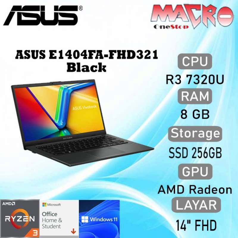 Jual ASUS E1404FA-FHD321/FHD322 R3-7320 8GB 256SSD 14FHD W11+OHS di ...